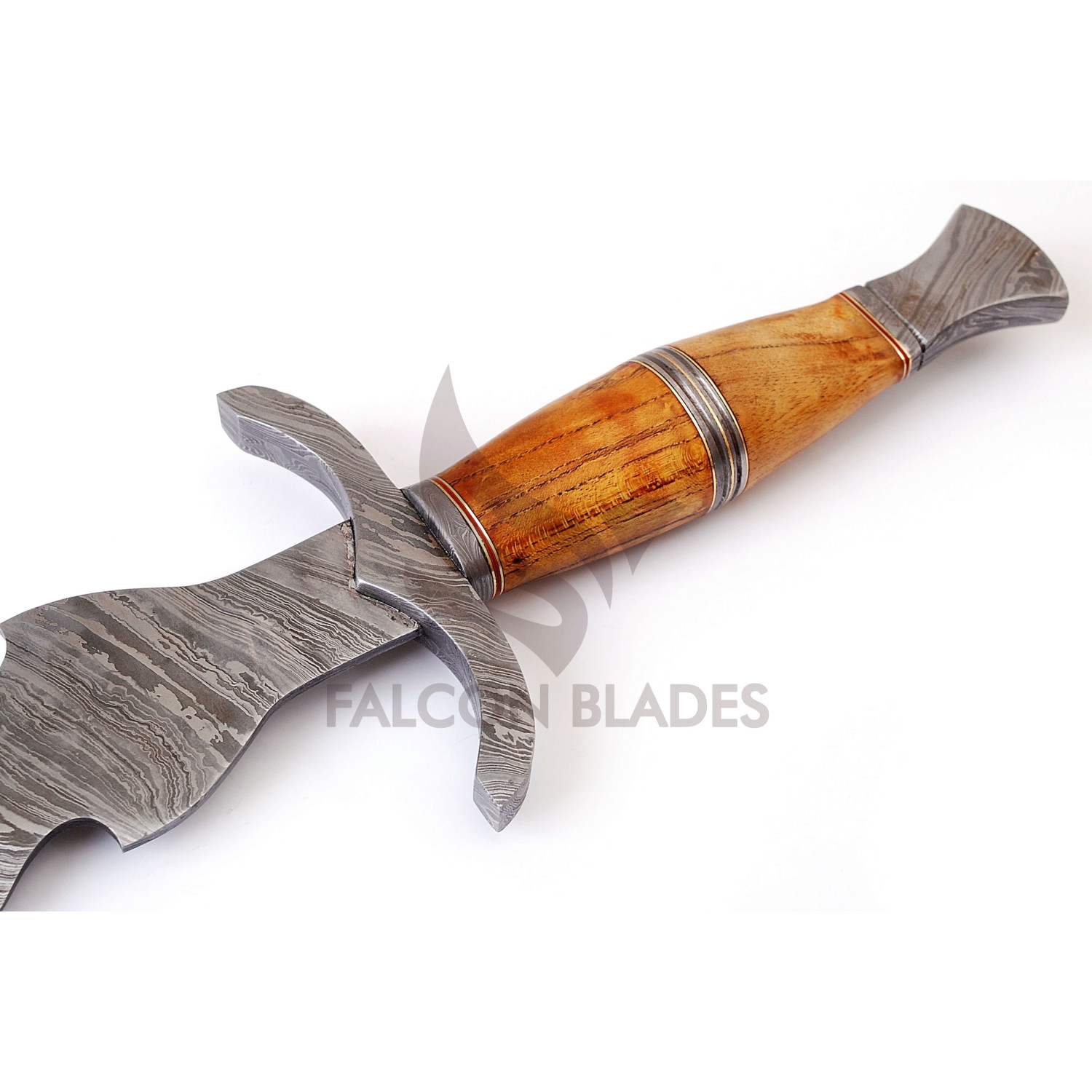 damascus double edged, sword, hunting, survival, damascus guard and end ...